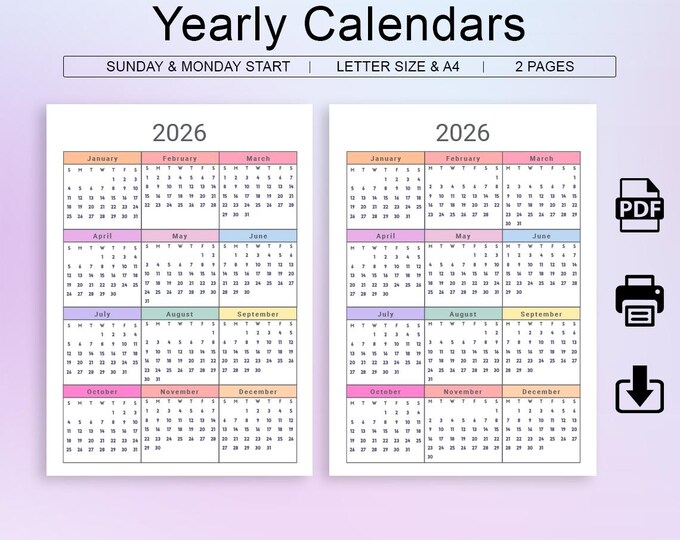 2026 Printable Bubble Calendar in 3 Colors, Letter-sized | Digital PDF ...