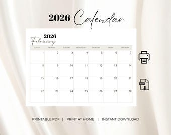 2026 Minimalist Calendar Planner Bundle: A4 Printable PDF With Mood ...