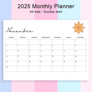 Printable Calendar 2025 Monthly Planner 2025 - A4 and Letter Size ...