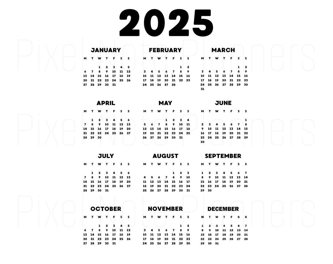 Calendar 2025 Png Sublimation Calendar | Transparent Background ...