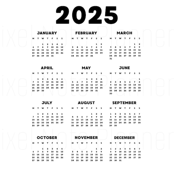 2025 Calendar Svg - Etsy
