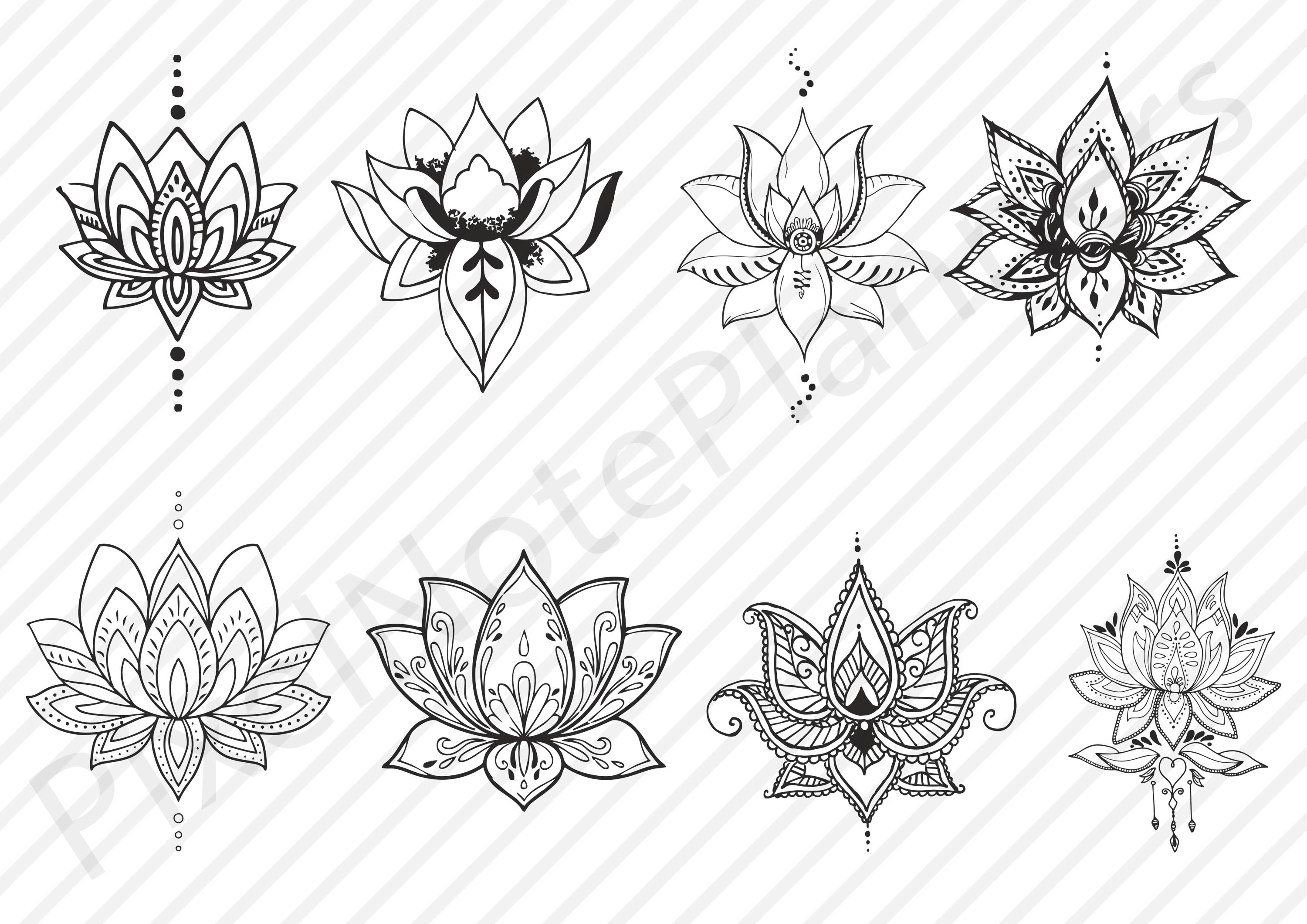 Lotus Print Svg Lotus Clipart Svg Bundle 8 Lotus Designs Nature Svg Lotus Flower Svg Wildflower