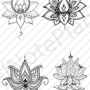 Lotus Print SVG Lotus Clipart SVG Bundle 8 Lotus Designs Nature Svg ...