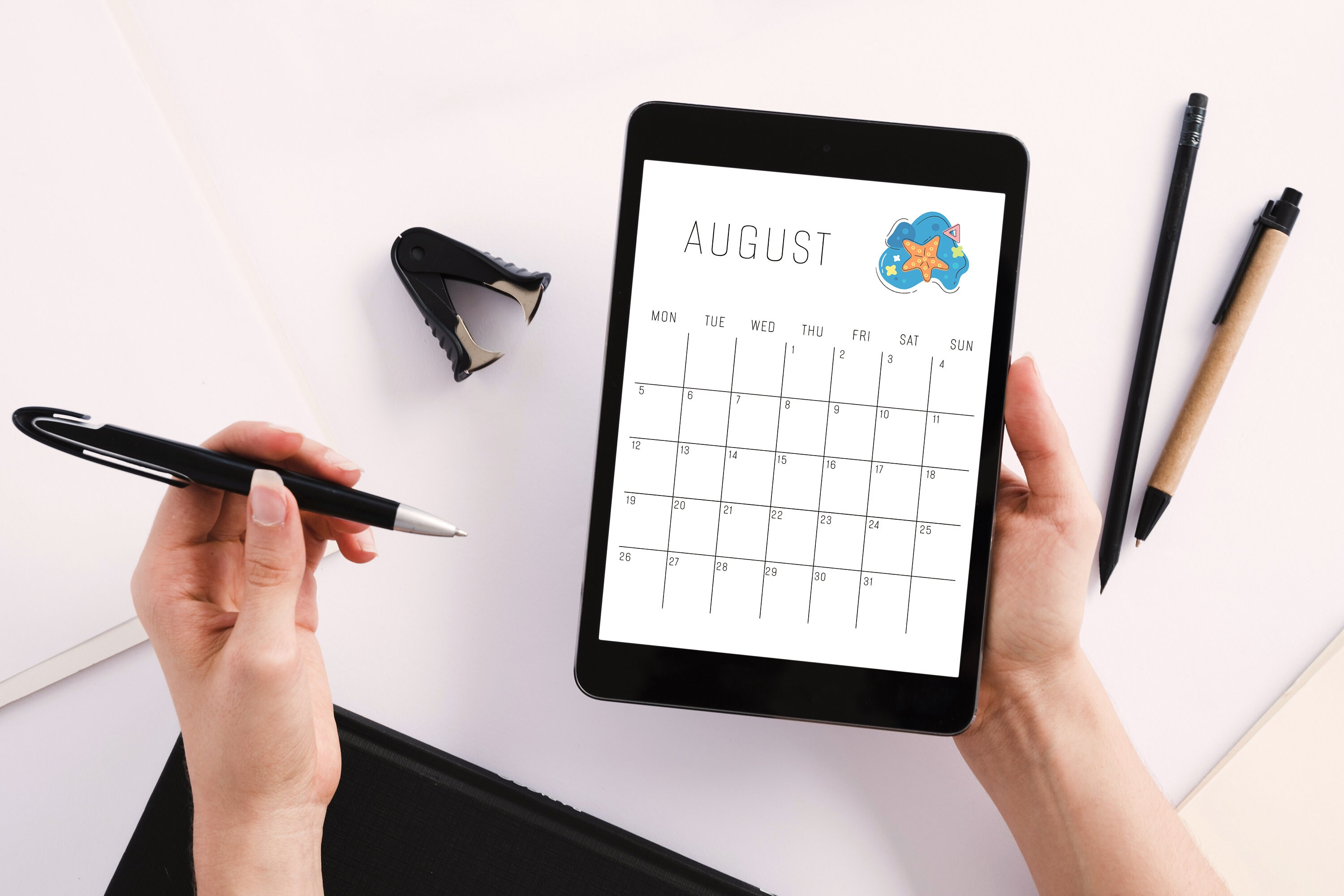 2024 Calendar Minimalist Sea Theme Calendar 2024 Watercolor Ocean Views ...