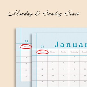 2025 Calendar Printable | Blue Frame Design | Minimalist Monthly ...