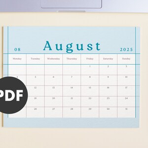 2025 Calendar Printable | Blue Frame Design | Minimalist Monthly ...