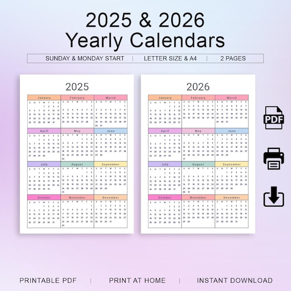 Colorful Calendar - Etsy