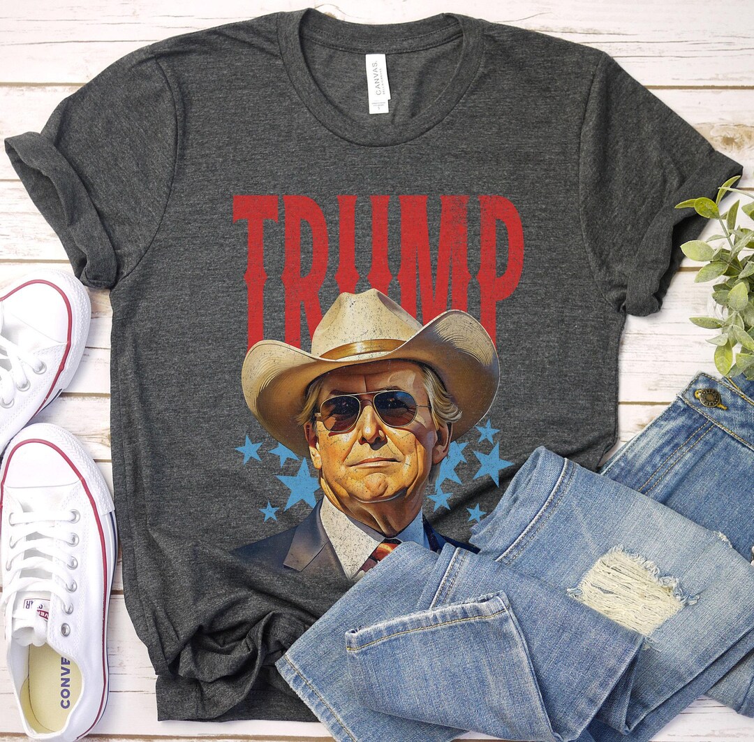 Vintage Cowboy Trump Graphic T-shirt, America Patriotic Tee, Retro ...