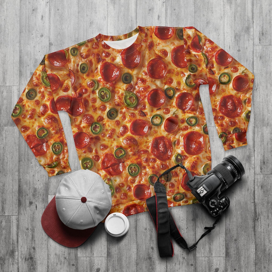 Pizza Lover All Over Print Sweatshirt, Pepperoni and Jalapeno Fun ...