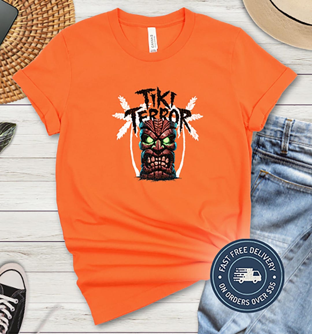 Tiki Terror Graphic T-shirt for Men and Women, Fun Tropical Vacation ...