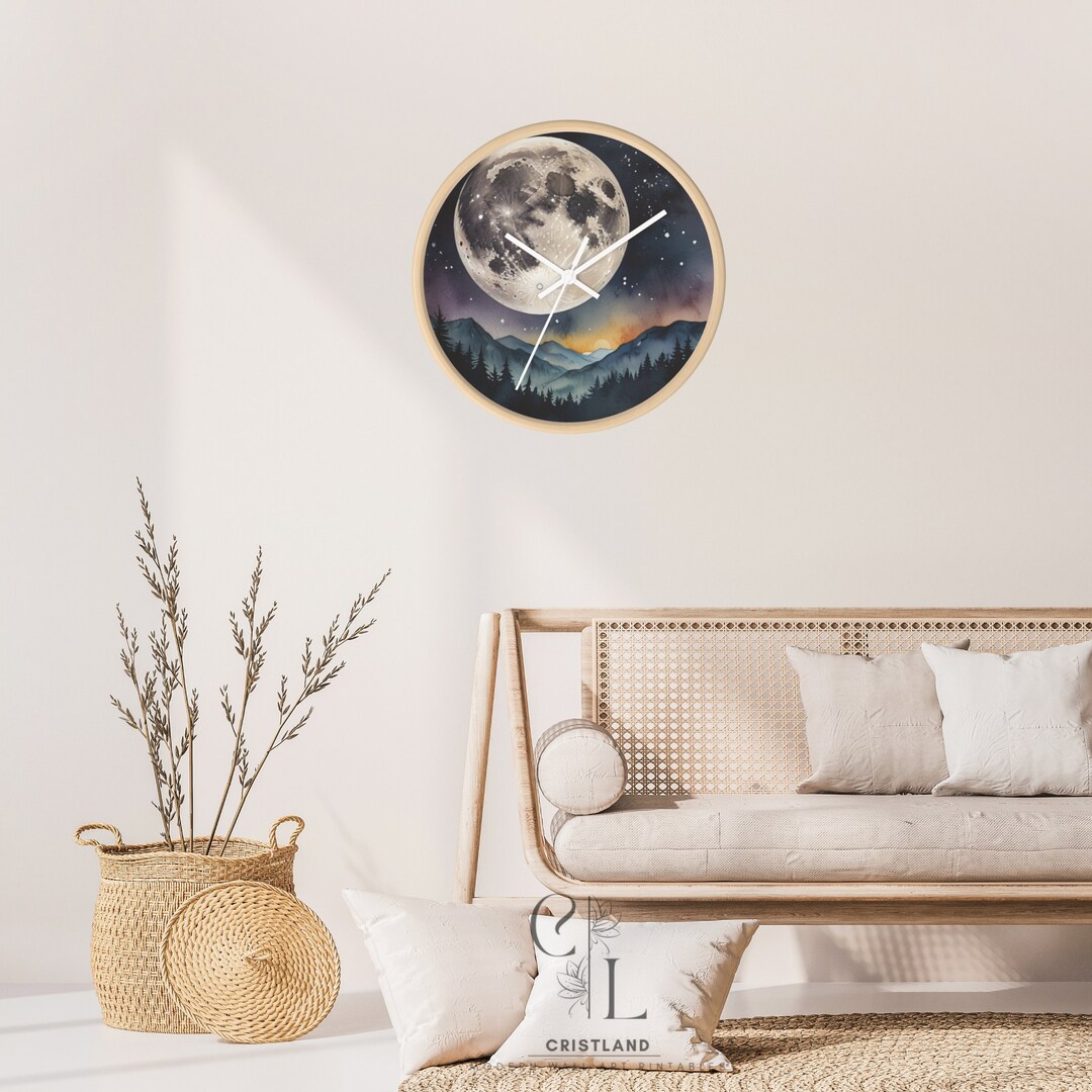 Moon Glow Clock, Planetary Decor, Moon Wall Clock, Glow in the Dark ...