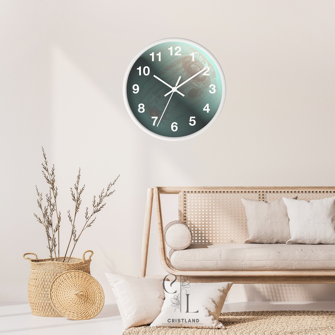 Uranus Planet Clock, Wall Clock, Glow in the Dark, Oversized Clock, Space Decor, Glass Wall ...