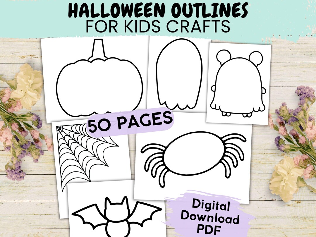 Halloween Simple Printable Outlines for Kids Crafts, Seasonal Coloring ...