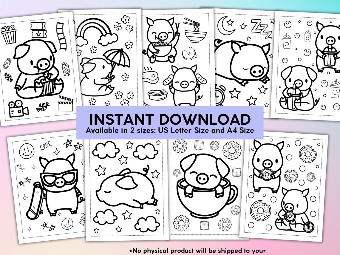 Simple Cute Pig Coloring Pages for Kids Printable, Adorable Pig ...