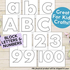 ABC and 123 Large Block Letters and Numbers, Printable Classroom ...