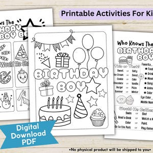 Printable Birthday Party Games Bundle for Kids, Happy Birthday Coloring ...