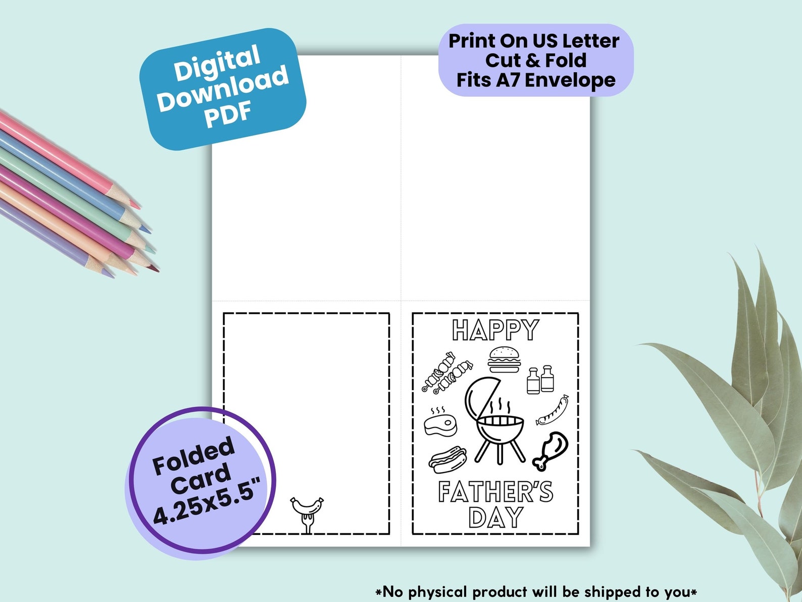 Grill Master Father's Day Coloring Printable Card, Colorable Carding ...