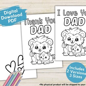 Father's Day Coloring Printable Card, Colorable Carding for Kids ...