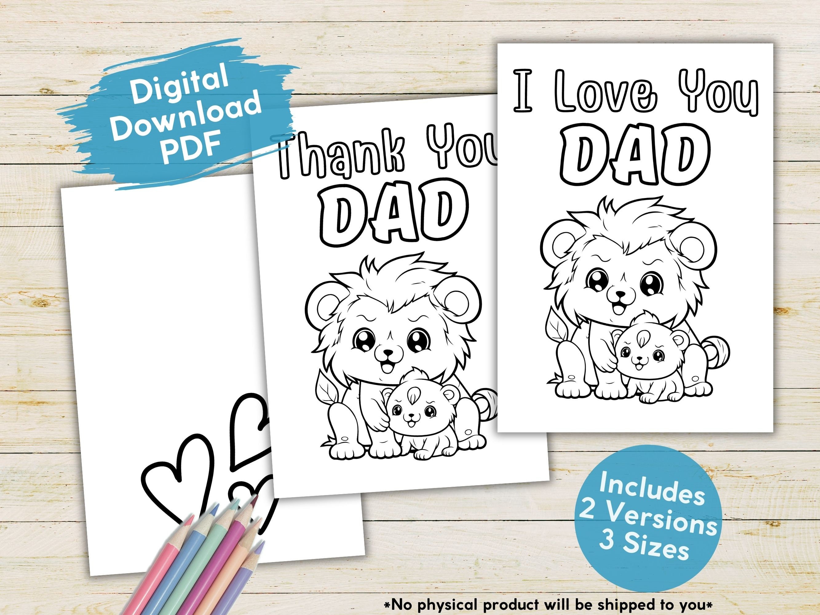 Father's Day Coloring Printable Card, Colorable Carding for Kids ...