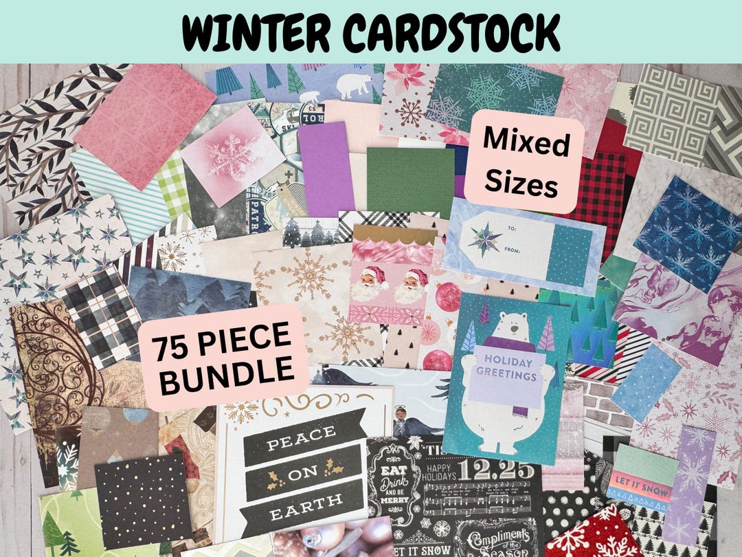 Winter Seasonal Cardstock Grab Bag Assortment, Christmas Variety Paper ...