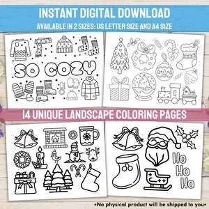 Winter Season Themed Printable Coloring Pages for Kids, Digital Happy ...