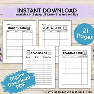 Reading Log Printable Bundle for Kids, Reading Journal for School, Book ...
