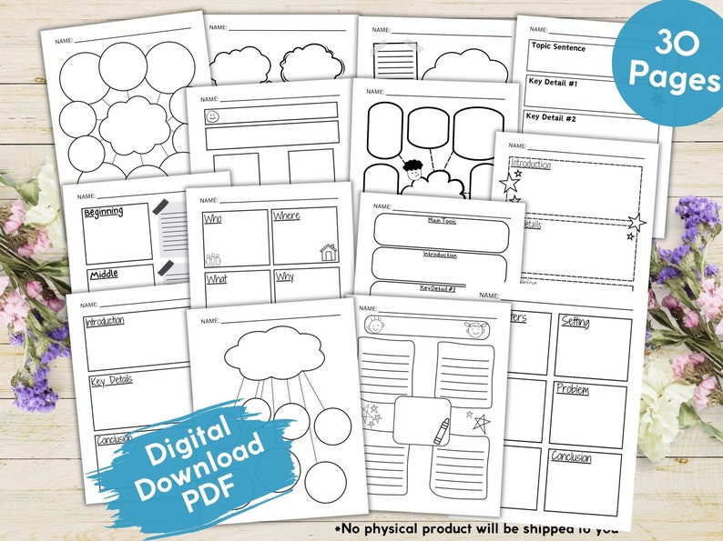 Idea Mapping Printable Worksheet Bundle for Kids, Brain Storm, Mind ...