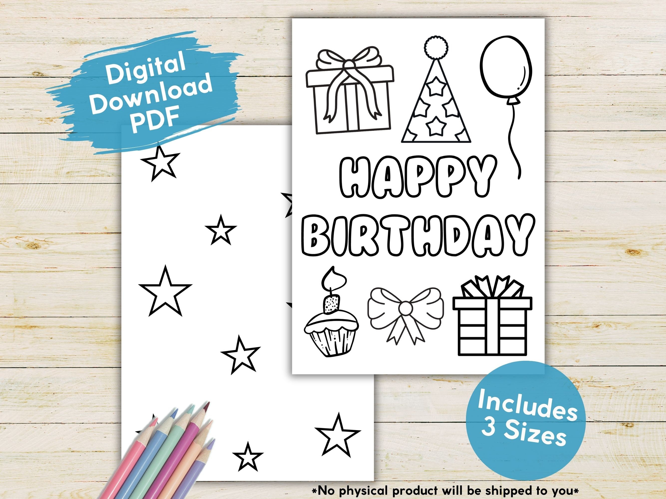 Simple Printable Happy Birthday Colorable Carding, Unique Happy ...