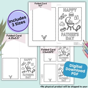 Grill Master Father's Day Coloring Printable Card, Colorable Carding ...