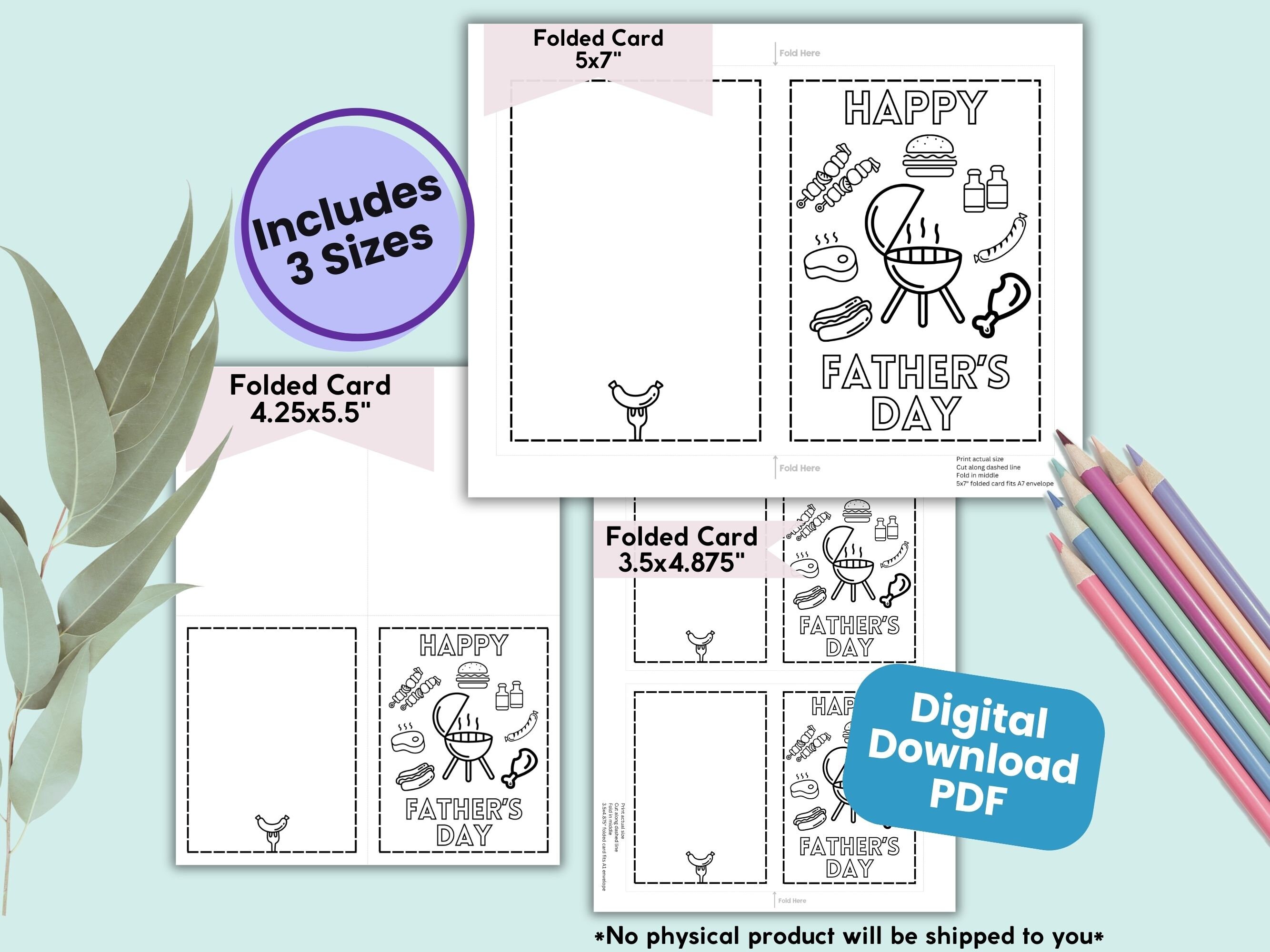 Grill Master Father's Day Coloring Printable Card, Colorable Carding ...