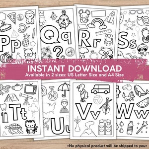 Alphabet Letter Coloring Pages for Kids, Cute Toddler Coloring Book ...