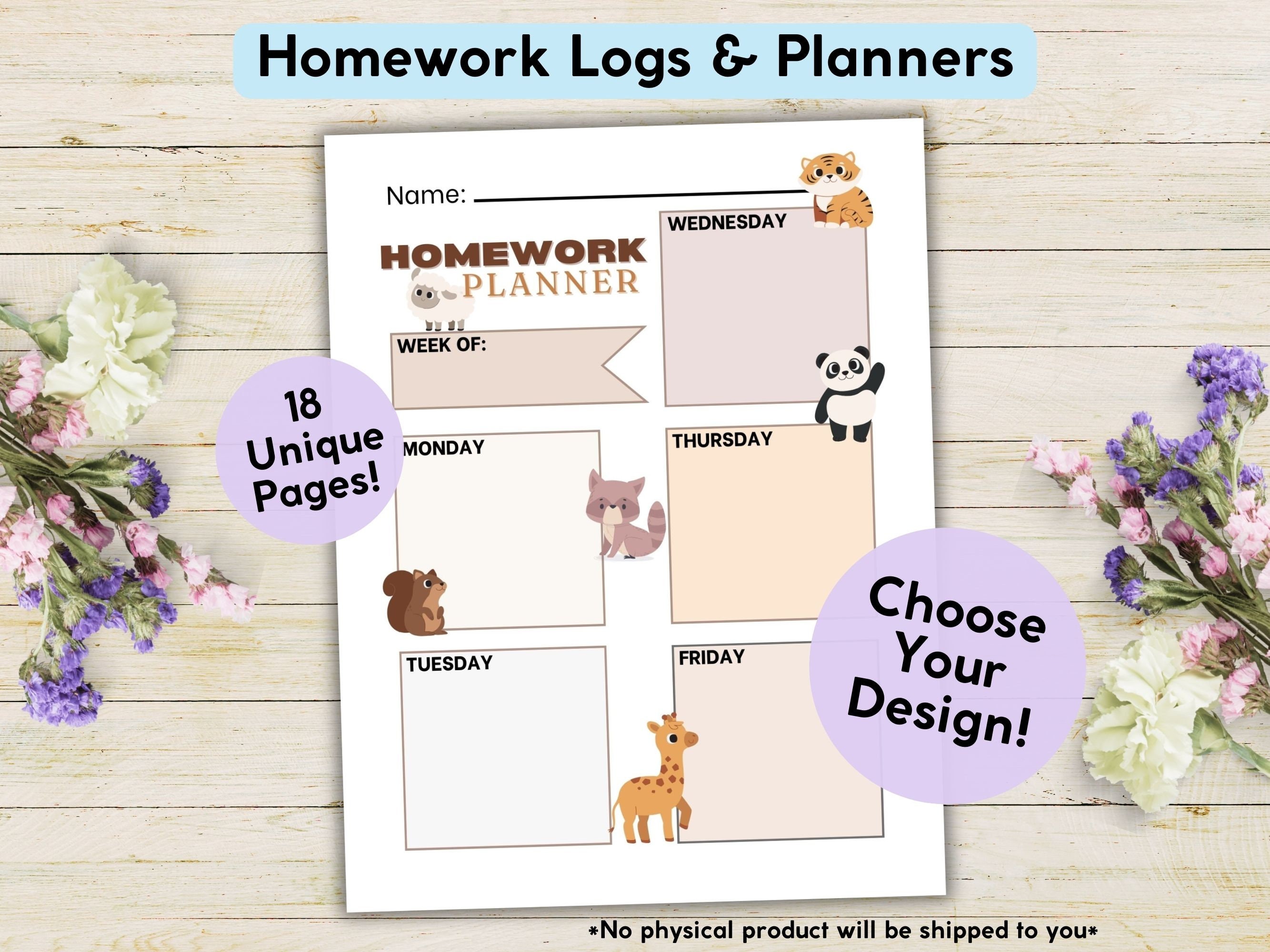 Colorful Homework Logs and Checklists Bundle for Kids, Printable ...