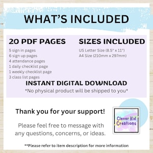 Classroom Sign in and Checklist Printable Sheets, Teacher Resources for ...