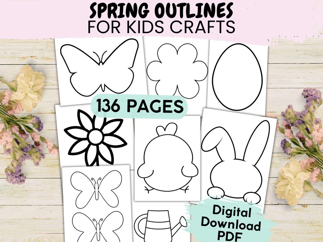 Spring Simple Printable Outlines for Kids Crafts, Easter Season ...