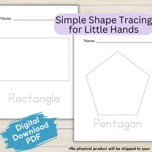 Simple Shape Tracing Worksheet Bundle for Kids, Preschool Educational ...
