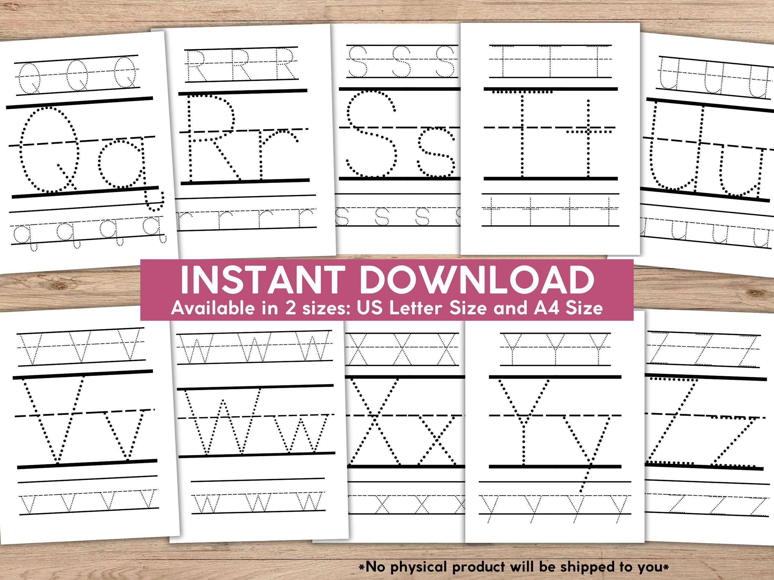 Alphabet and Number Tracing Worksheet Kids Printable, Trace Letters and ...