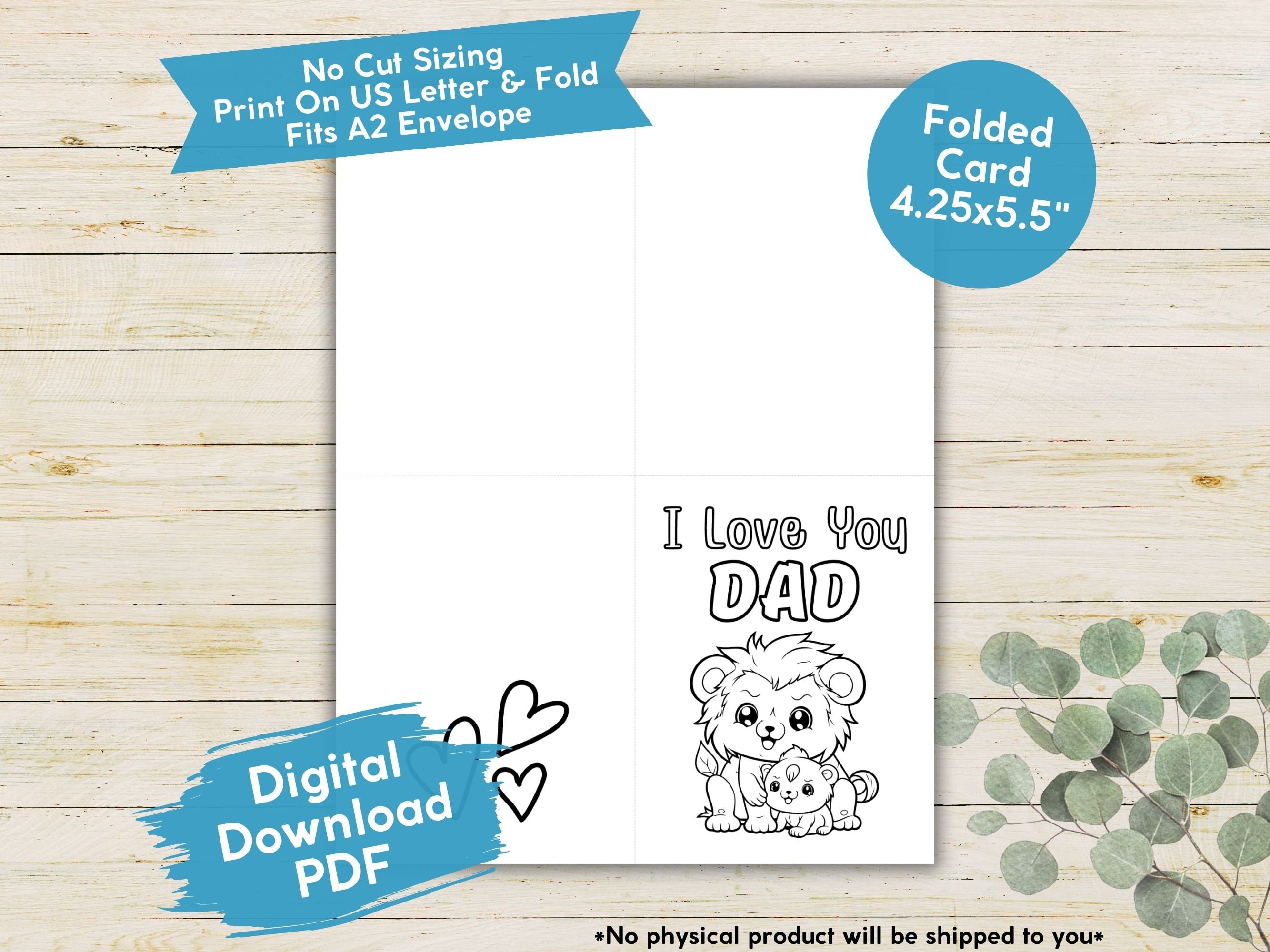 Father's Day Coloring Printable Card, Colorable Carding for Kids ...