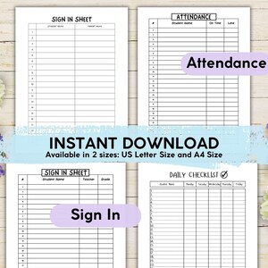 Classroom Sign in and Checklist Printable Sheets, Teacher Resources for ...