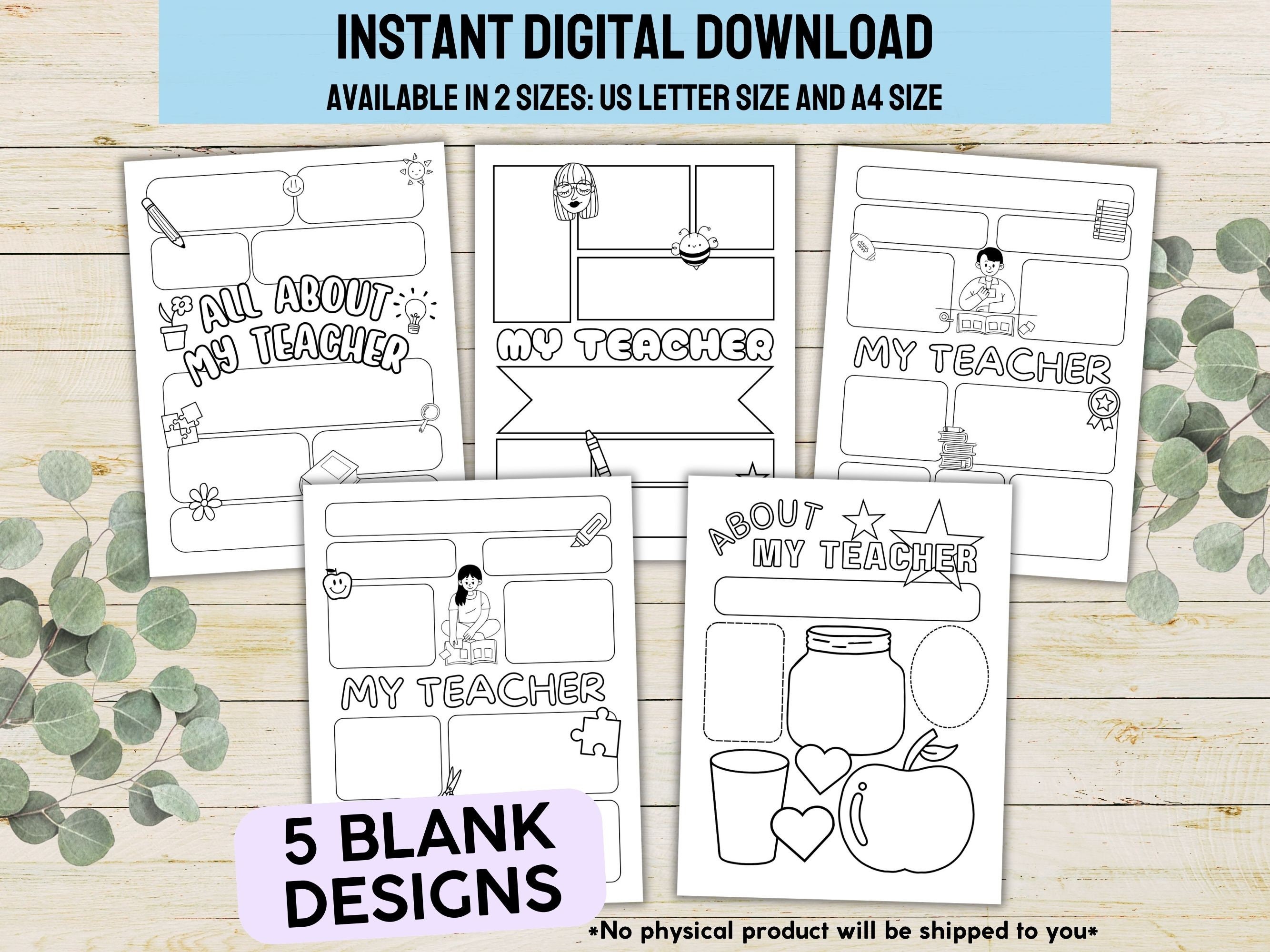 All About My Teacher Printable Page for Classroom, Get to Know Teacher ...