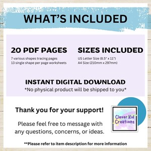 Simple Shape Tracing Worksheet Bundle for Kids, Preschool Educational ...