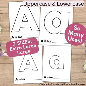Large Block Letter Pages for Kids Alphabet Crafts, Printable Letter ...