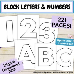 ABC and 123 Large Block Letters and Numbers, Printable Classroom ...