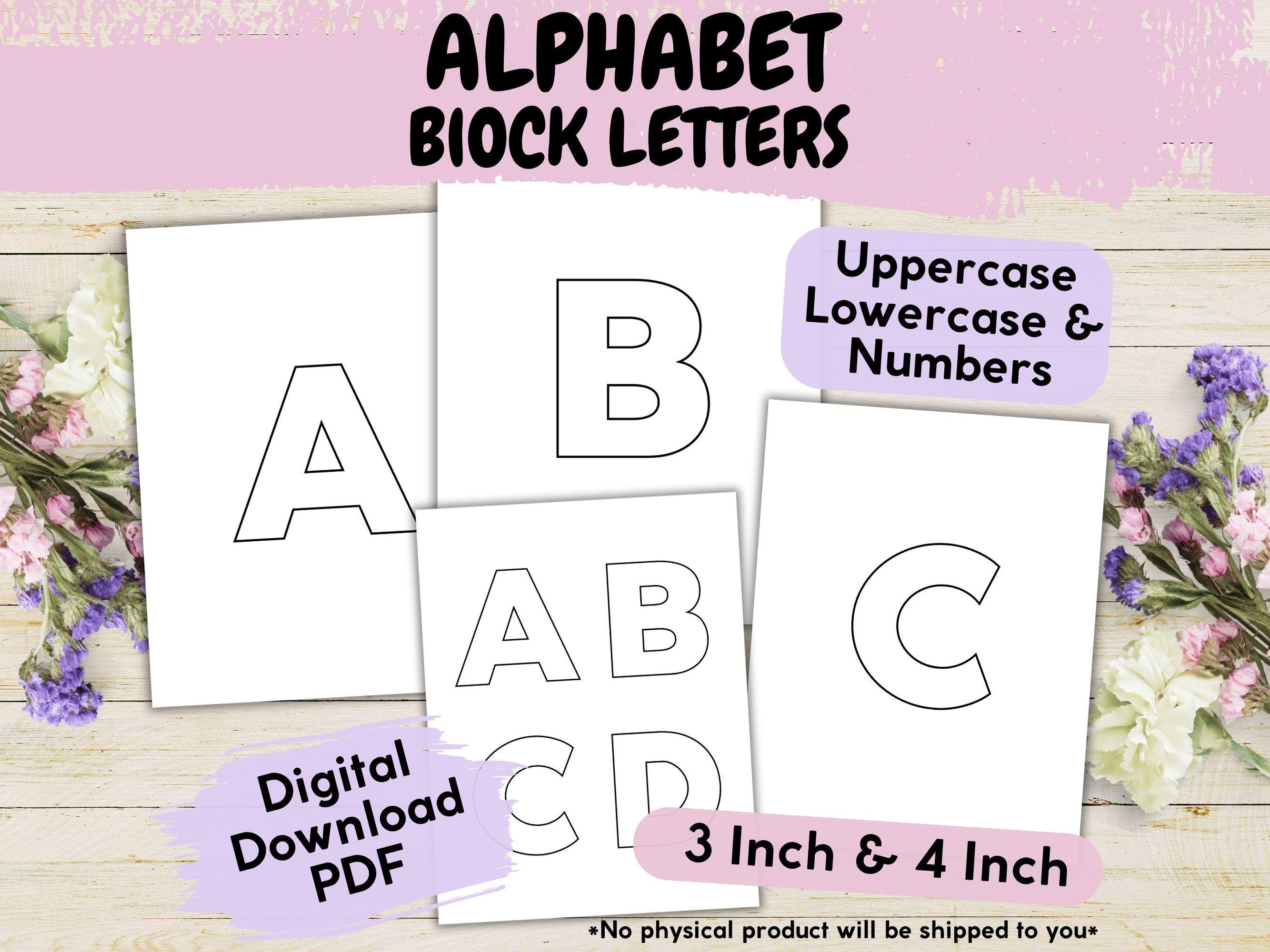 3 and 4 Inch Uppercase Alphabet and Number Block Letters, Printable ...