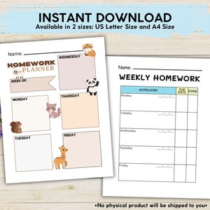 Colorful Homework Logs and Checklists Bundle for Kids, Printable ...