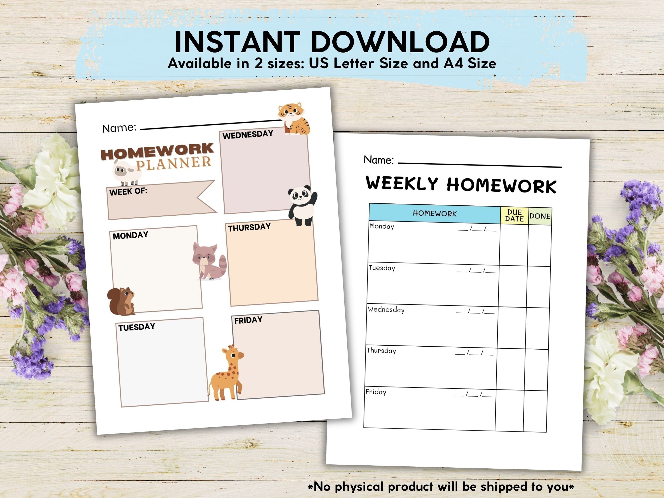 Colorful Homework Logs and Checklists Bundle for Kids, Printable ...