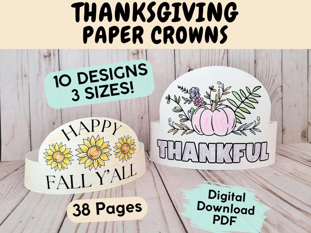 Fall Themed Paper Crown for Kids, Thanksgiving DIY Printable Hat or ...