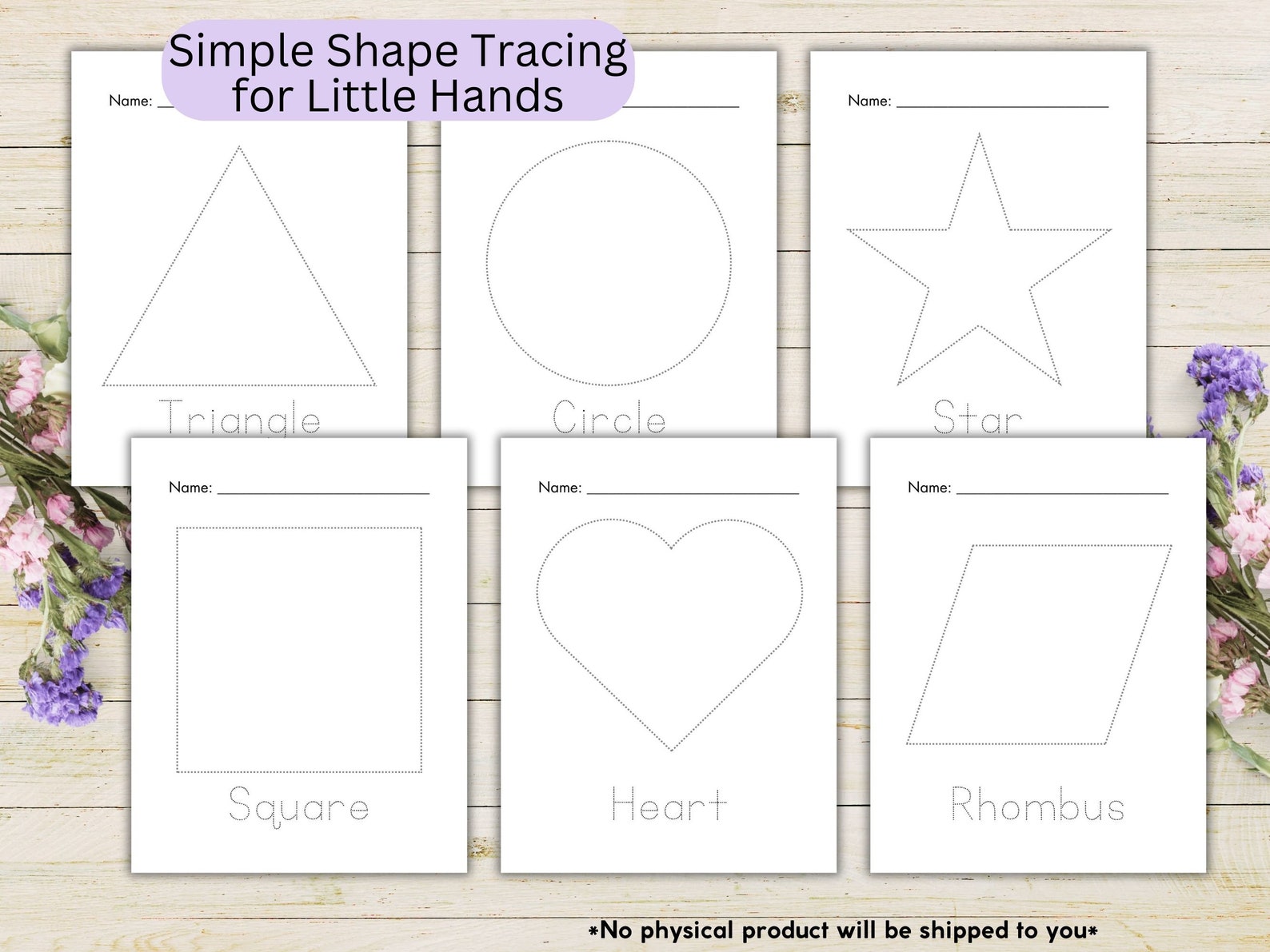 Simple Shape Tracing Worksheet Bundle for Kids, Preschool Educational ...