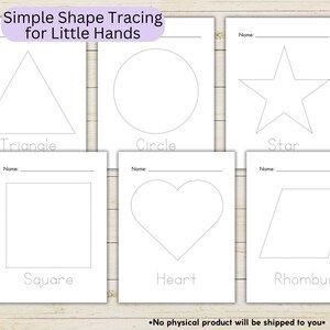 Simple Shape Tracing Worksheet Bundle for Kids, Preschool Educational ...