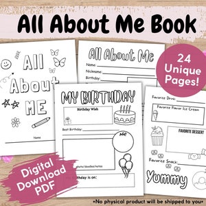 All About Me Printable Activity Book for Kids, This is Me Worksheet ...