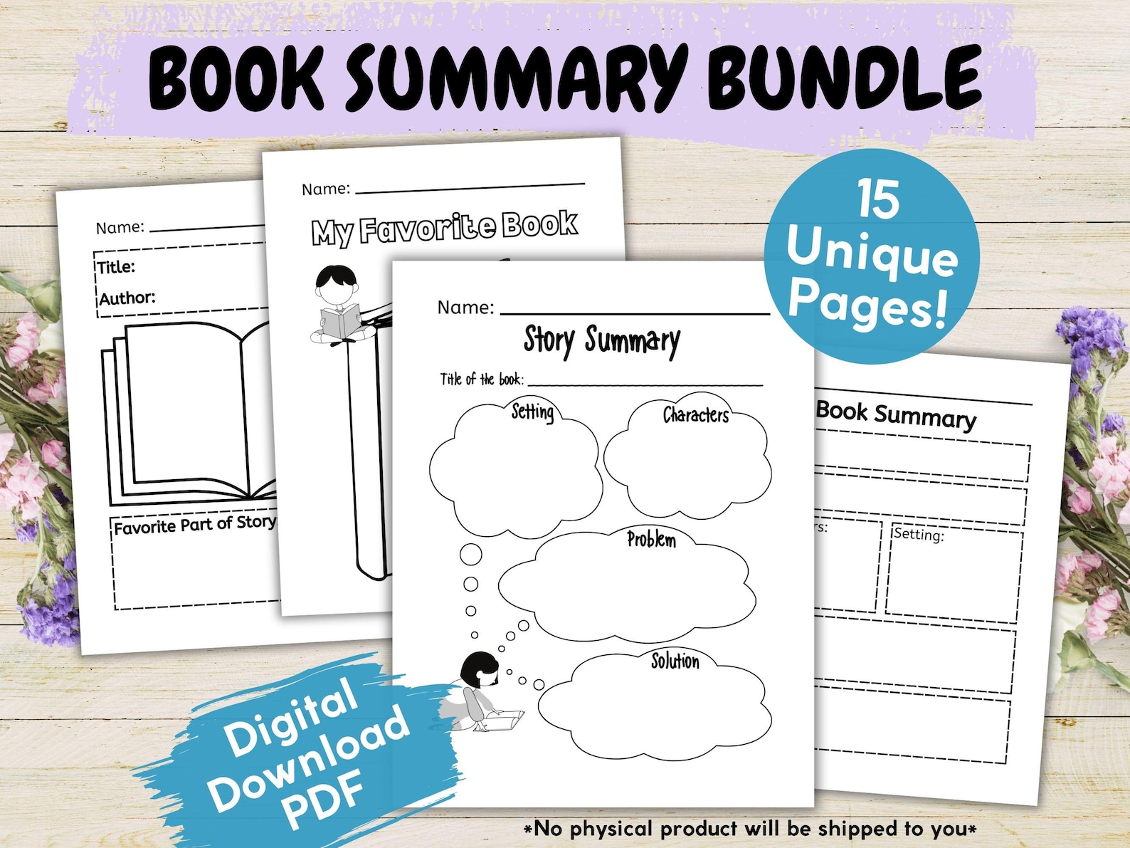 Book Summary and Story Map Printable Bundle for Kids, Favorite Book ...